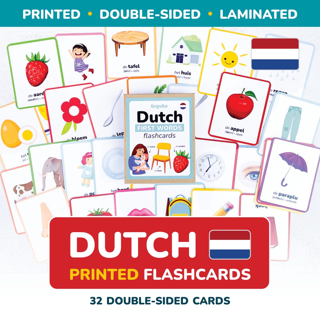 PRINTED Dutch Flashcards First Words Dutch Language Learn Dutch Baby ...