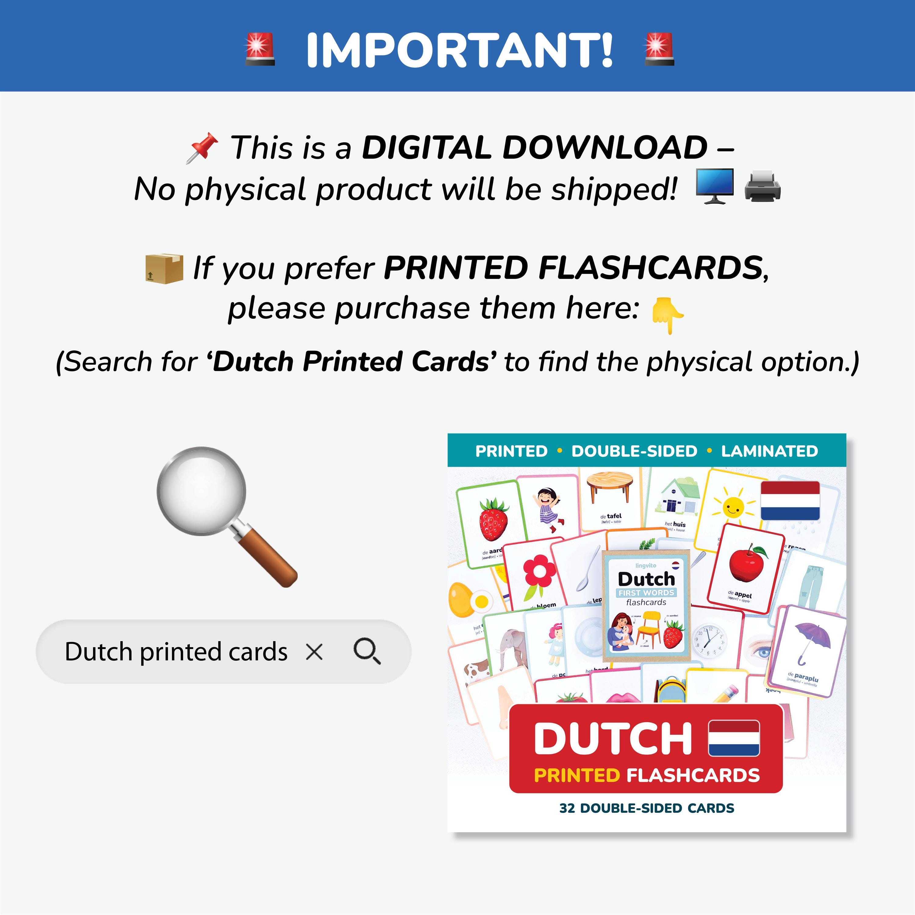 Dutch First Words Flashcards Learn Dutch Language Dutch Vocabulary ...