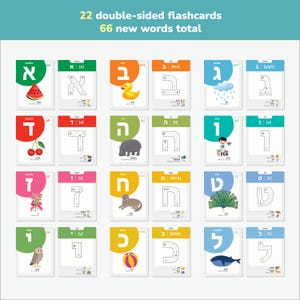 PRINTED Hebrew Alphabet Flashcards Dry Erase Laminated Hebrew Language ...