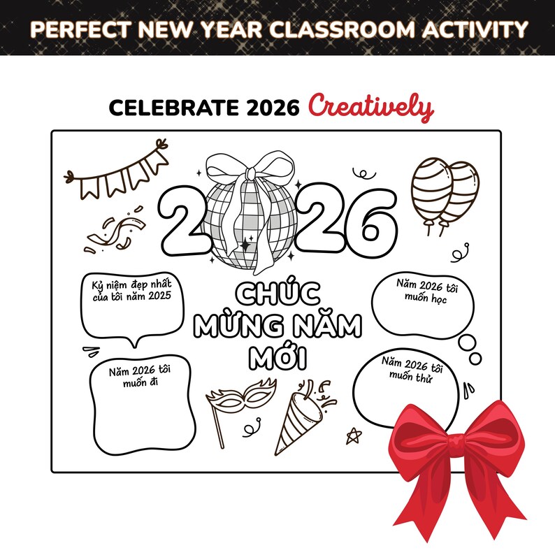 Vietnamese New Year 2026 Kids Printable Activity Bilingual New Year ...