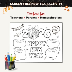 New Year 2026 Printable for Kids Kids New Year Activity Worksheet Goal ...