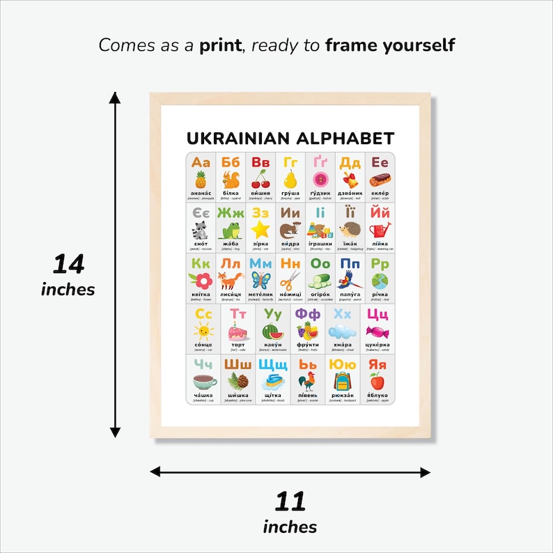 Ukrainian Alphabet Poster Teach Ukrainian Letters Educational ABC Print ...