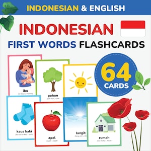 Indonesian First Words Flashcards Learn Indonesian Language Vocabulary ...