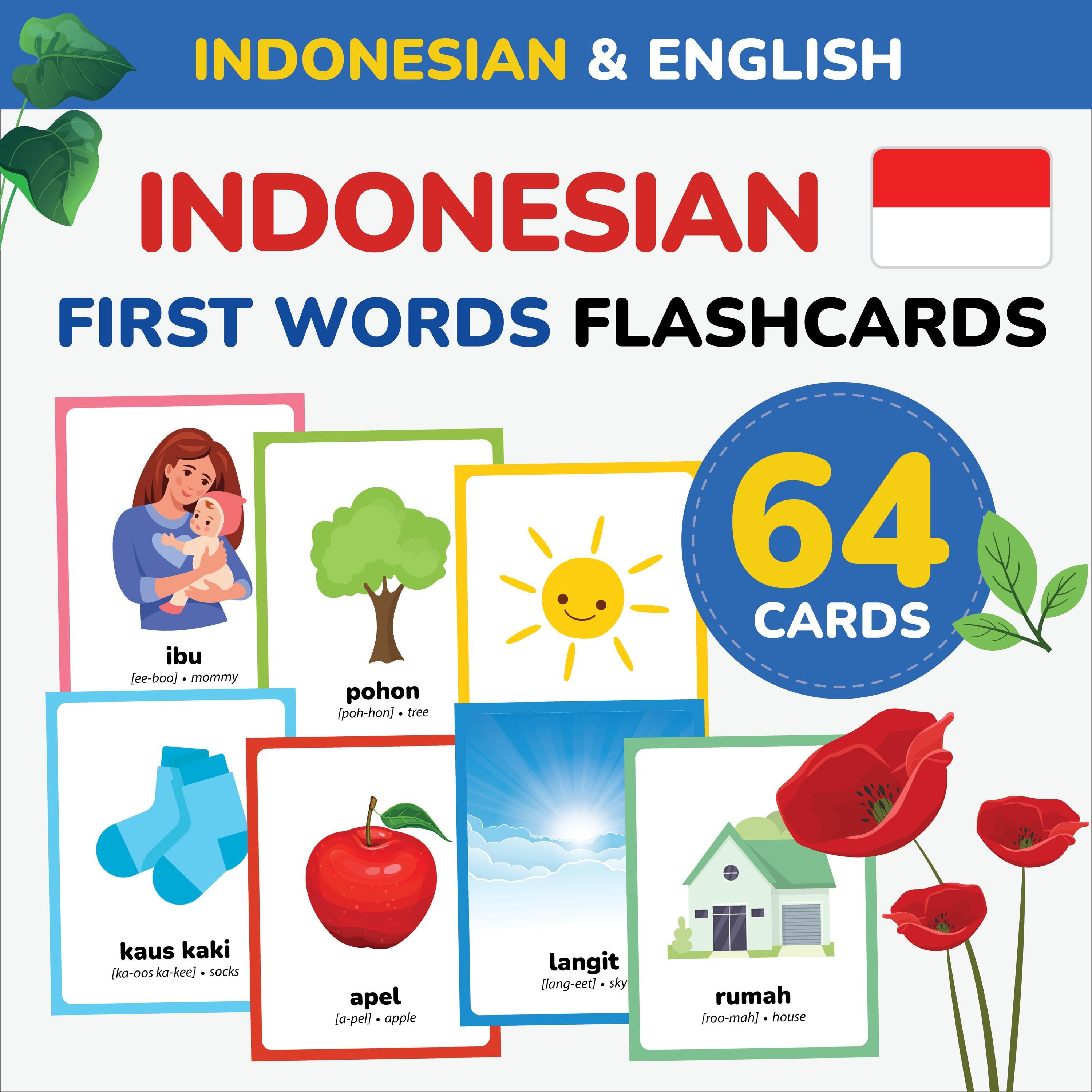Indonesian First Words Flashcards Learn Indonesian Language Vocabulary ...