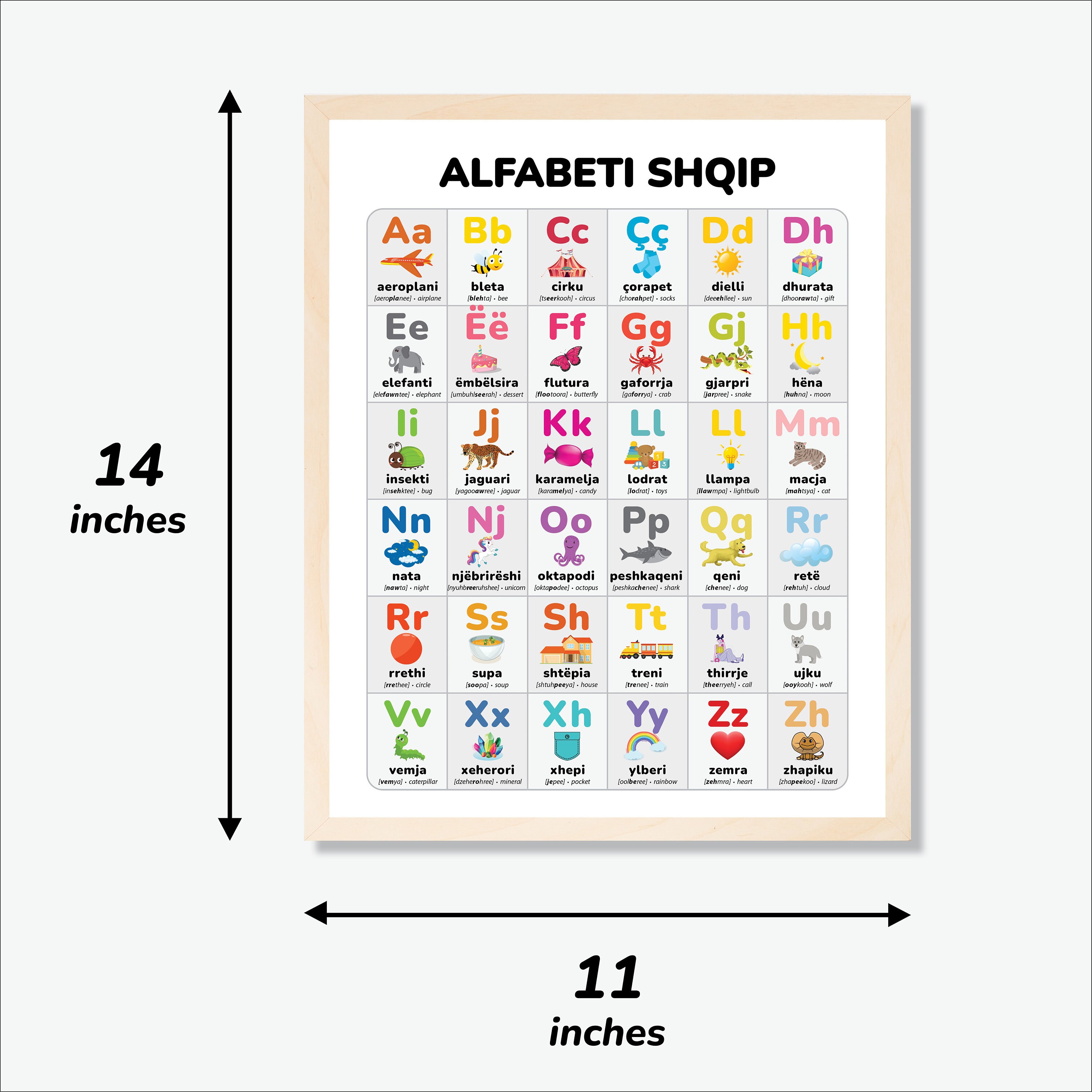 Albanian Alphabet Poster Teach Albanian Letters Educational ABC Print ...