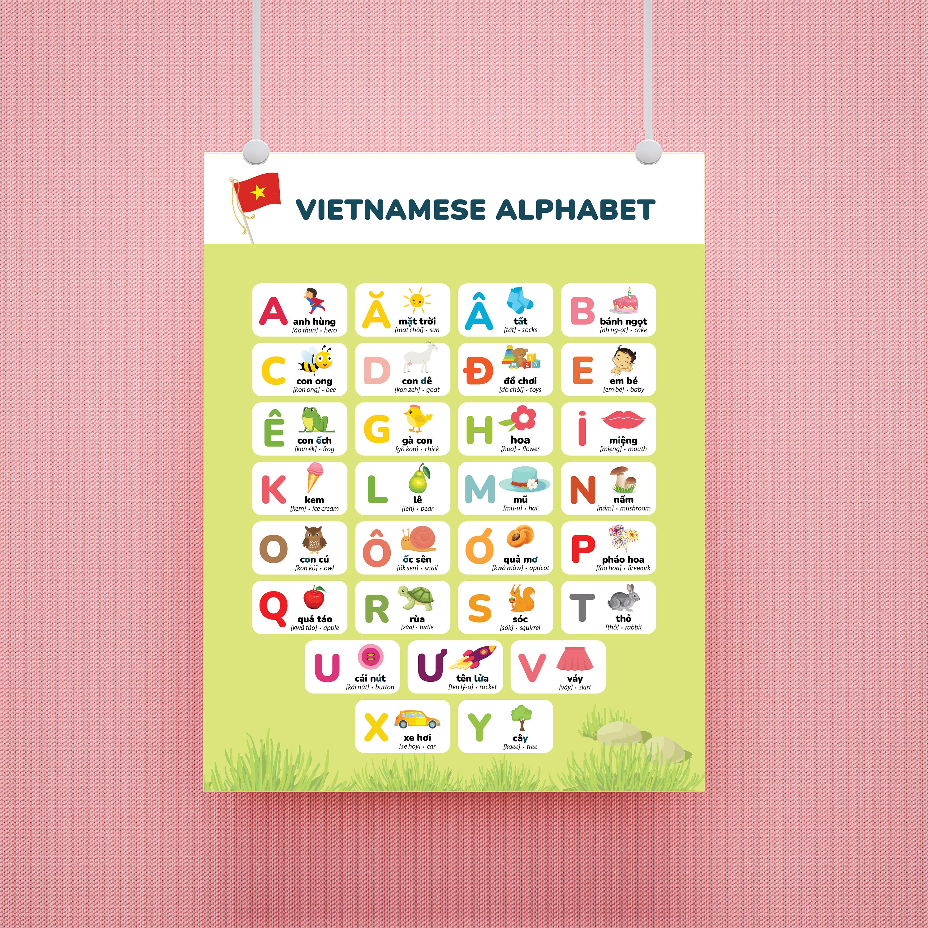 Vietnamese Alphabet Poster, Vietnamese Bilingual Alphabet Poster, Learn ...