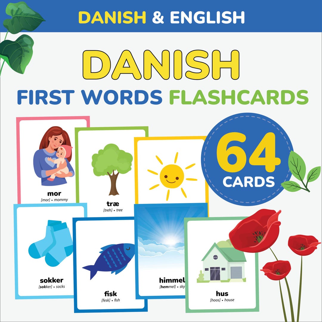 Danish First Words Flashcards Learn Danish Language Croatian Vocabulary ...