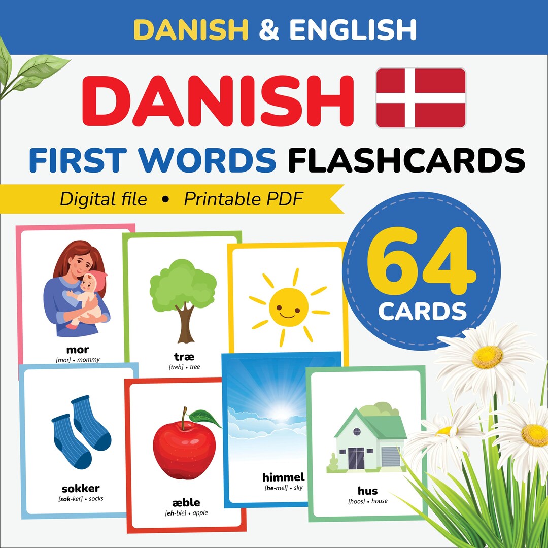 Danish First Words Flashcards Learn Danish Language Croatian Vocabulary ...