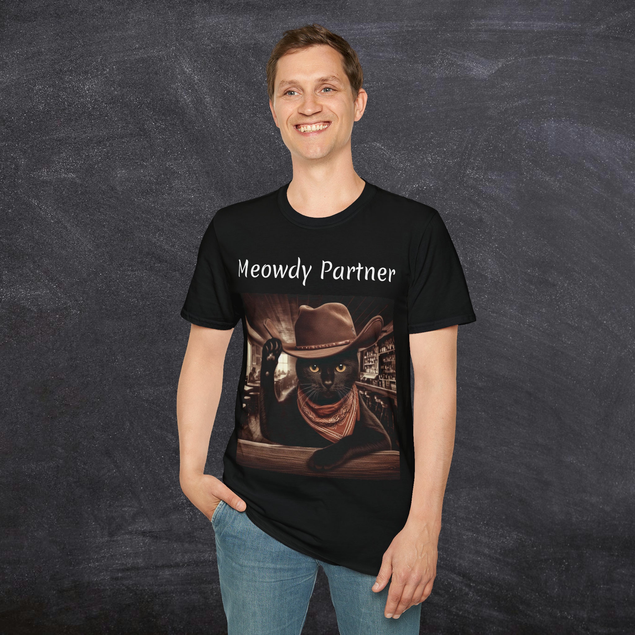 Meowdy Partner Tee Tip Your Hat to the Purr-fect Greetings Unisex T ...