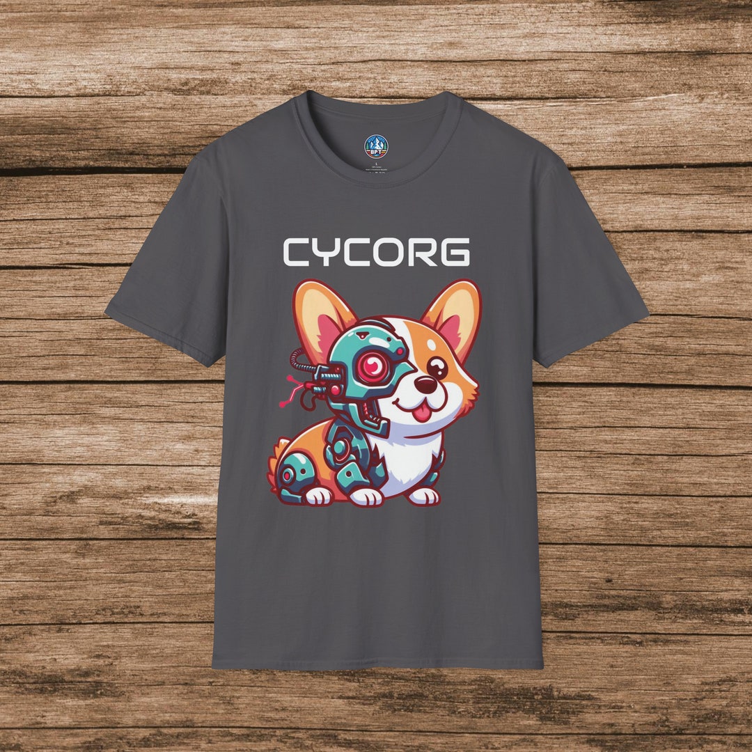 Cycorg Unleashed Playful Cyborg Corgi Tee Unisex T-shirt in Various ...