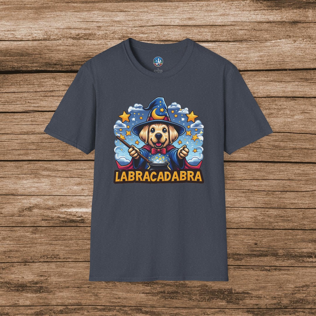 Labracadabra Tee With Cute Cartoon Labrador in Wizard Costume Light Blue Various Sizes Unisex - Etsy