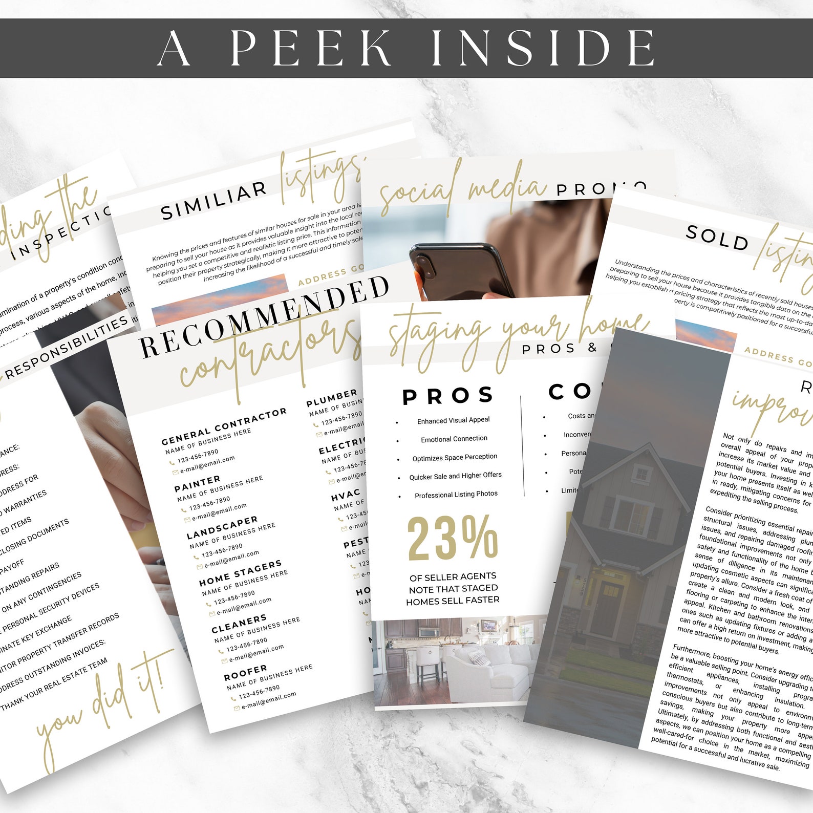 Listing Presentation for Real Estate, Seller Real Estate Checklist ...