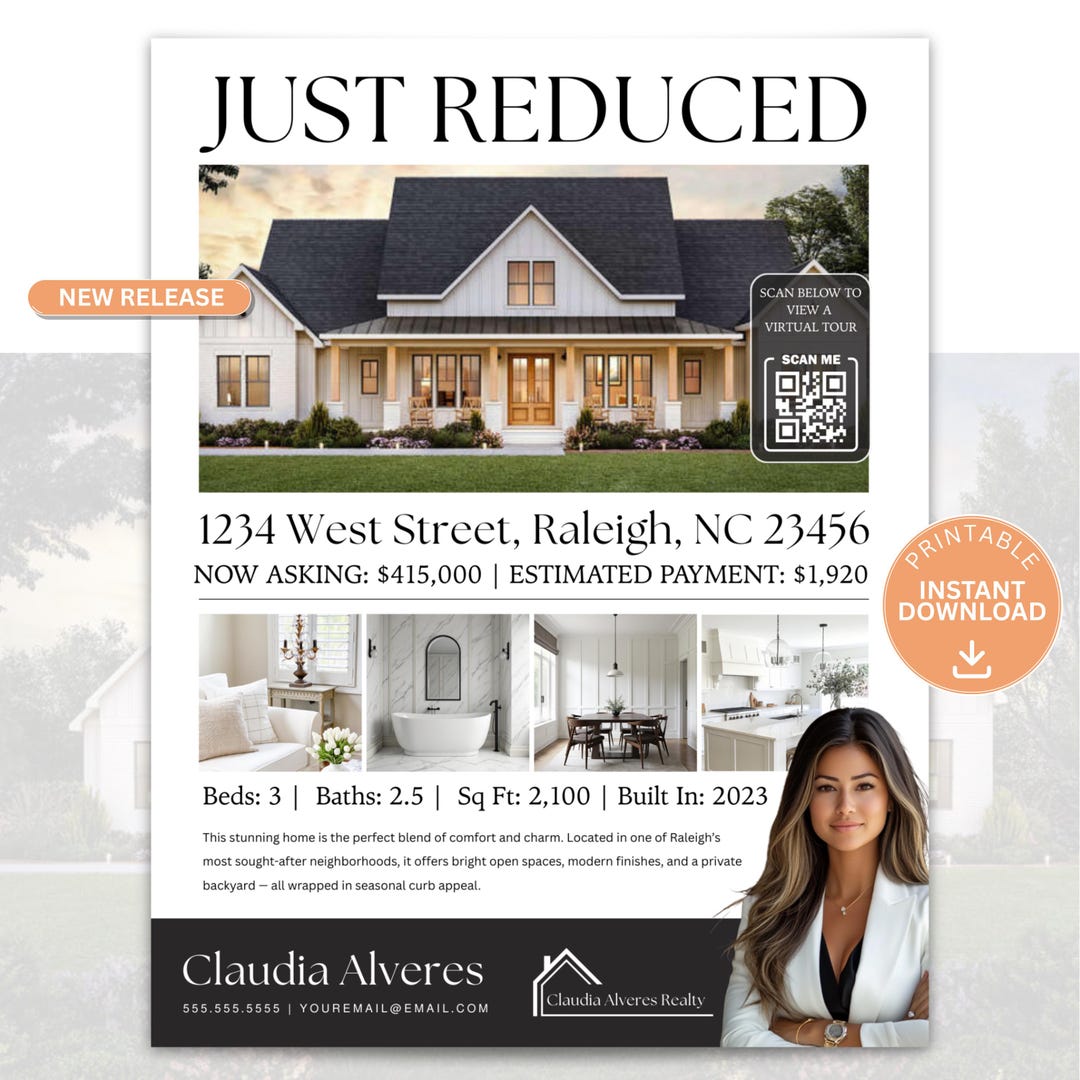Real Estate Price Drop Flyer Template Just Reduced Editable Canva ...