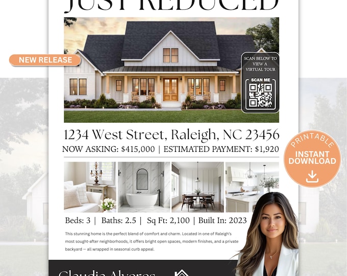 Real Estate Price Drop Flyer Template Just Reduced Editable Canva ...