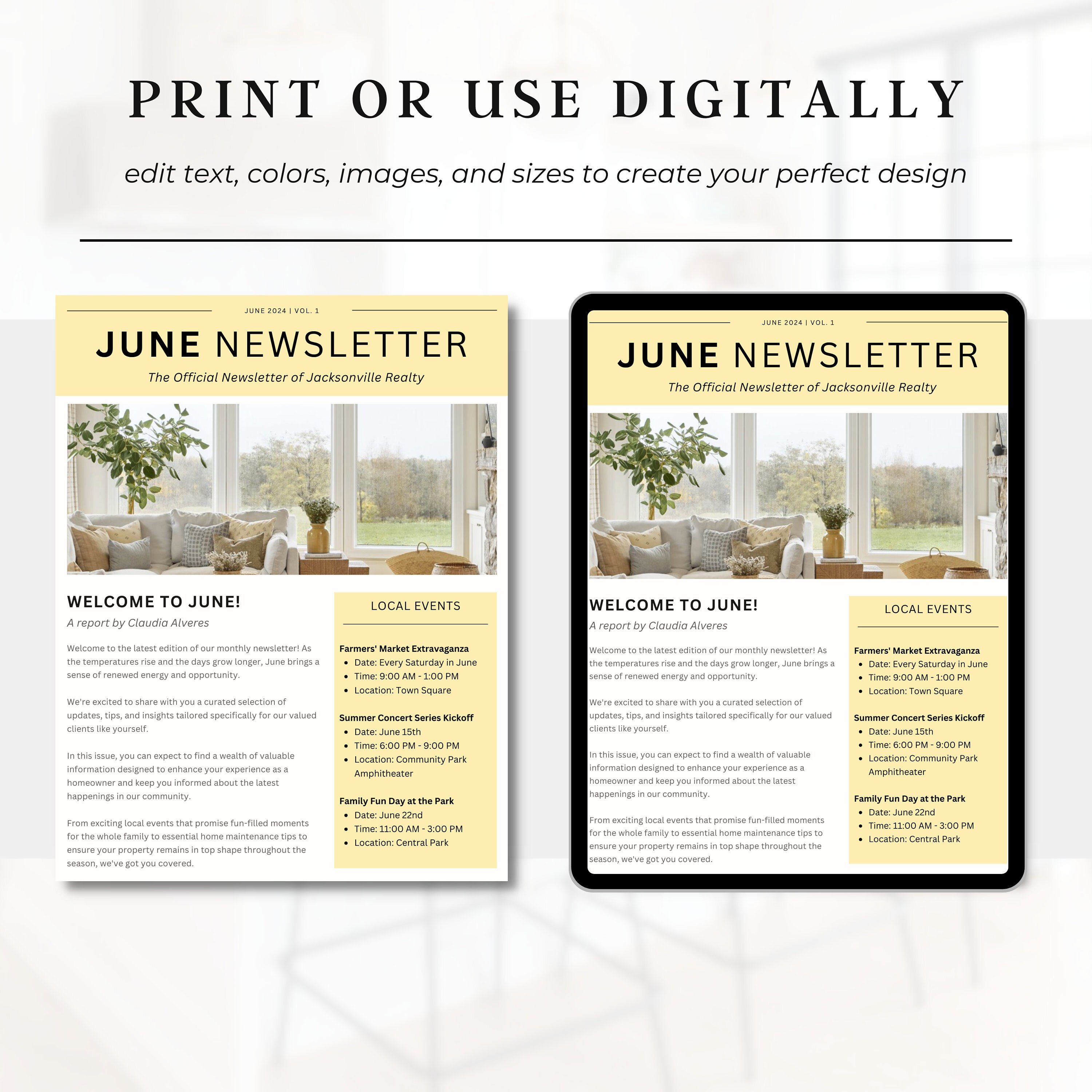 Realtor June Newsletter Templates, Real Estate Newsletter June, Real ...
