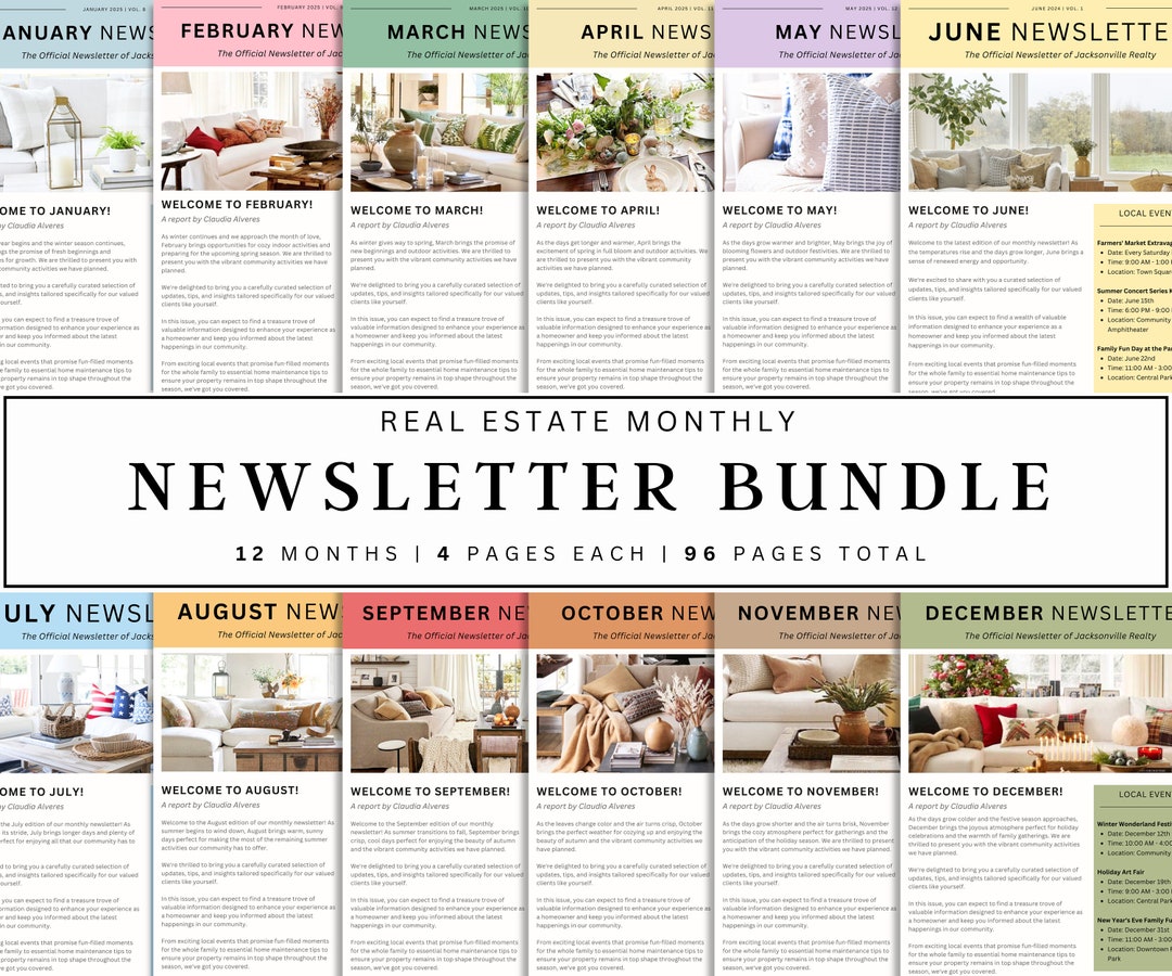Real Estate Newsletter Bundle, Real Estate Newsletter 2024, Real Estate ...