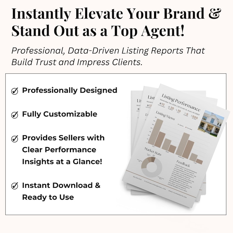 Real Estate Listing Performance Report Template (canva) - Etsy