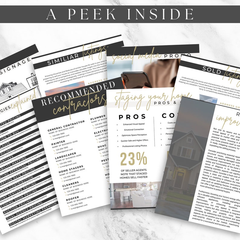 Listing Presentation for Real Estate, Seller Real Estate Checklist ...