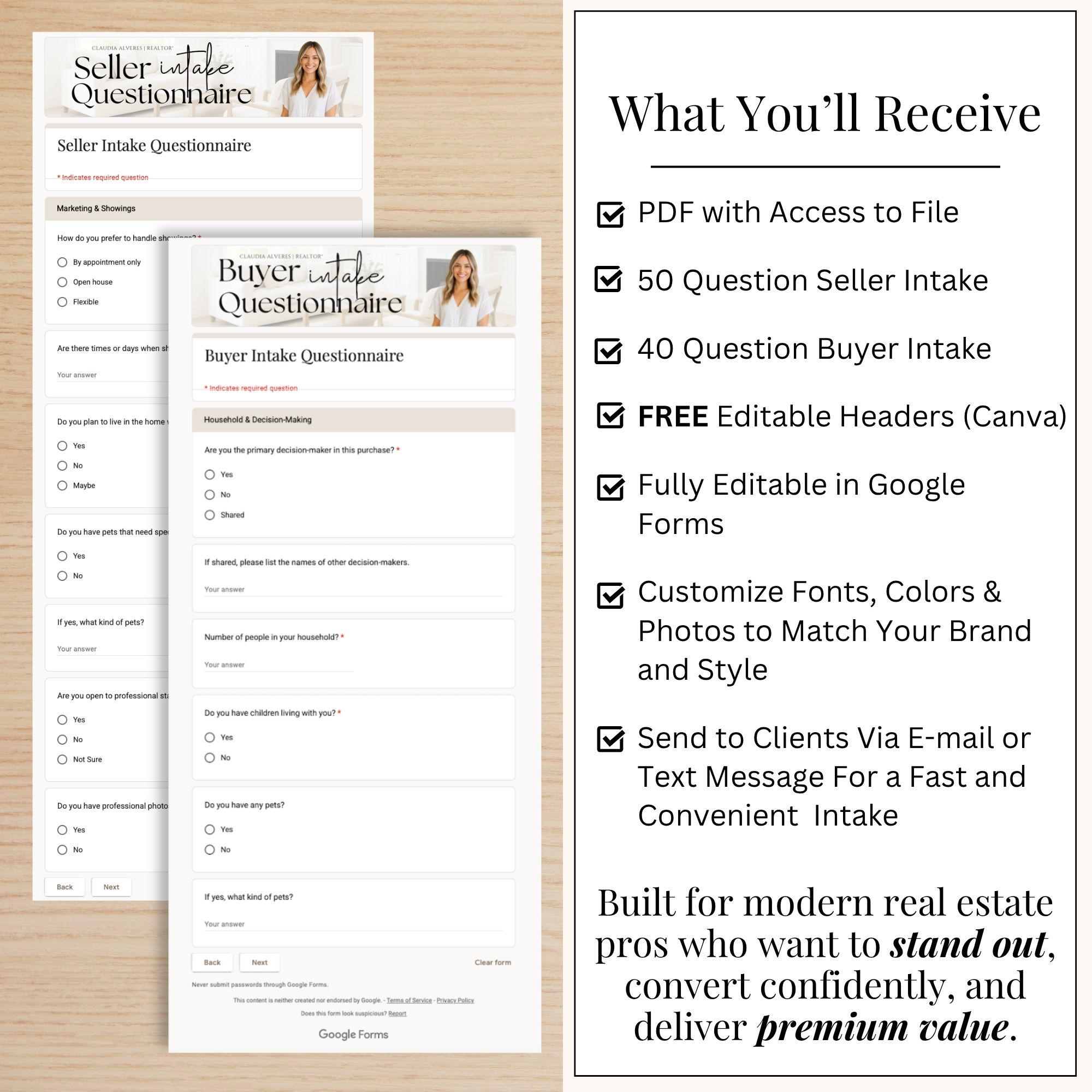 Real Estate Buyer & Seller Questionnaire Google Forms Templates - Etsy