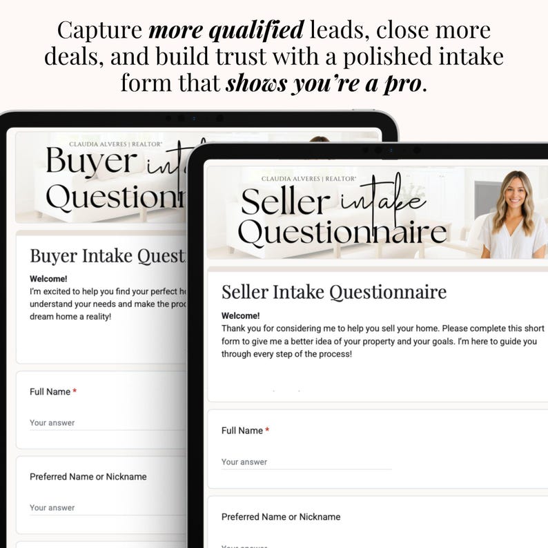Real Estate Buyer & Seller Questionnaire Google Forms Templates - Etsy
