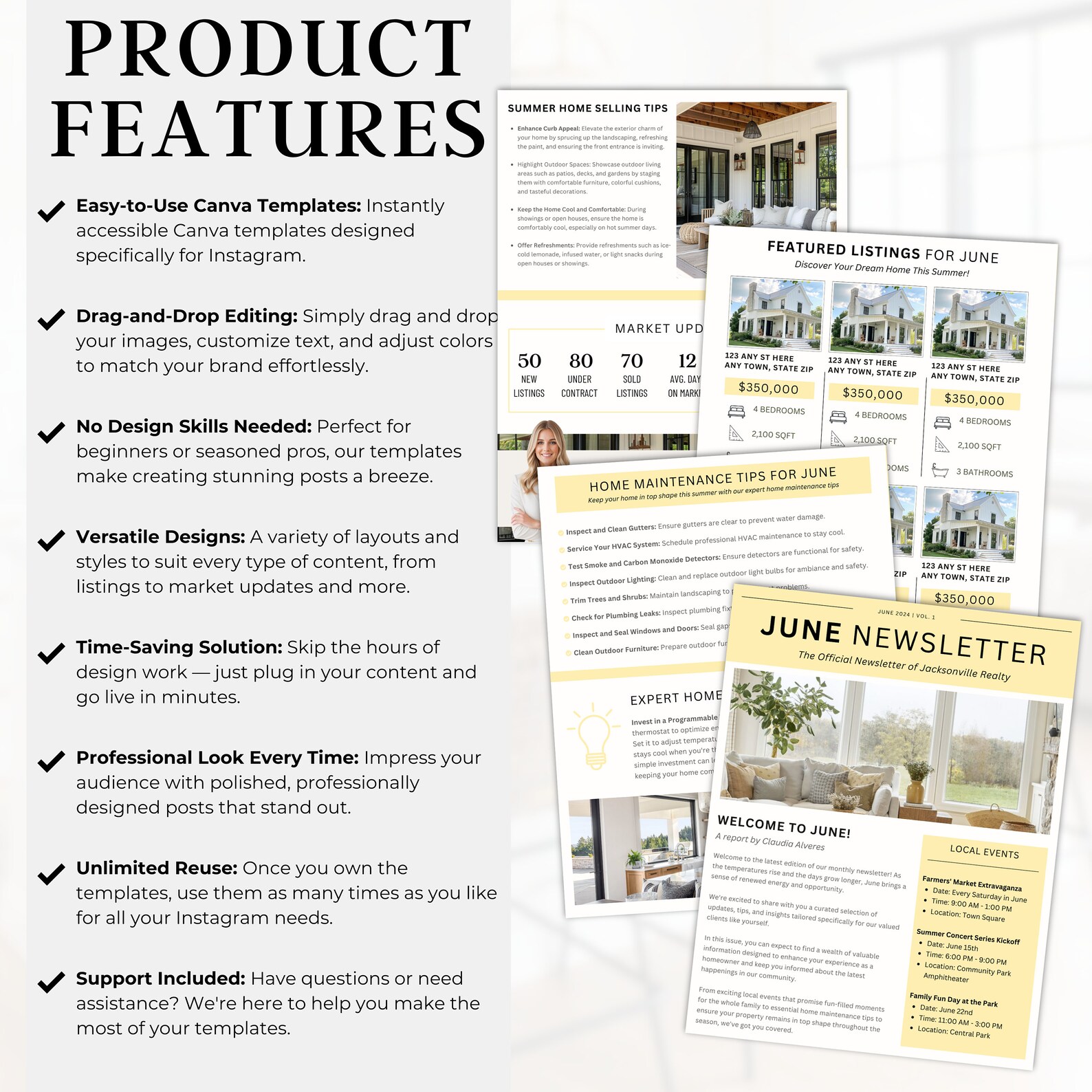 Realtor June Newsletter Templates, Real Estate Newsletter June, Real ...