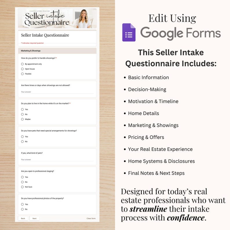 Real Estate Buyer & Seller Questionnaire Google Forms Templates - Etsy