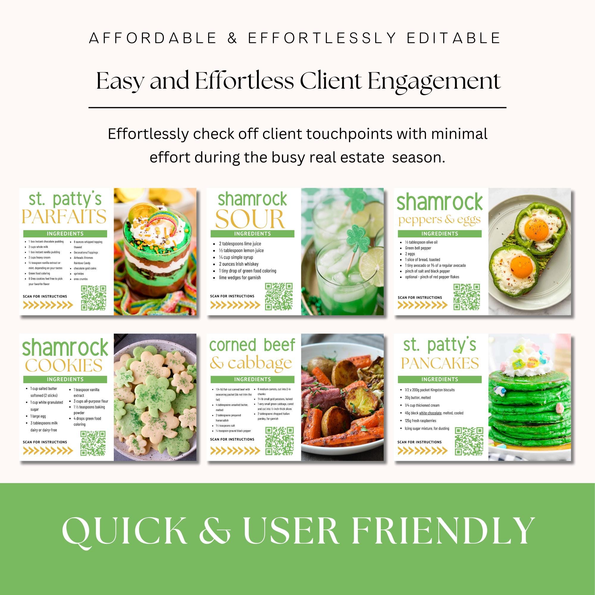 Editable St Patricks Day Real Estate Recipe Postcard Bundle for Real ...