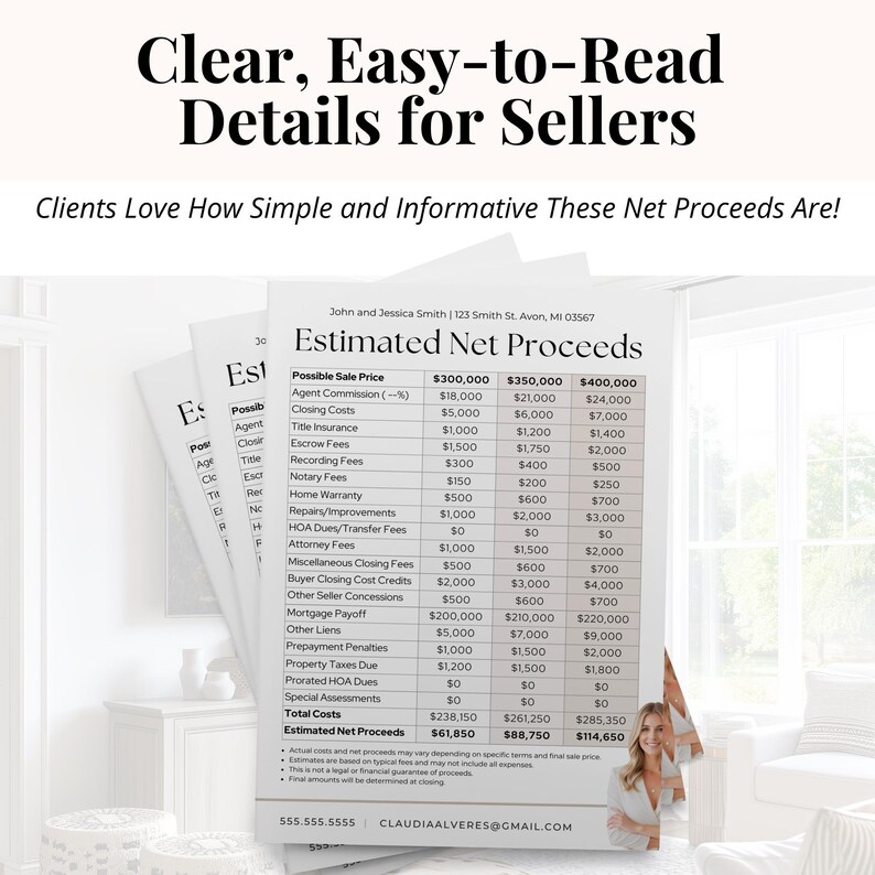 Sellers Net Proceeds Sheet Real Estate Net Sheet Home Seller Net ...