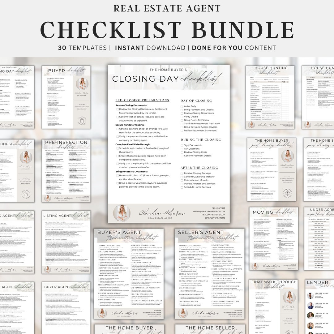 Real Estate Checklist Bundle Canva, Real Estate Checklist Bundle, Real ...