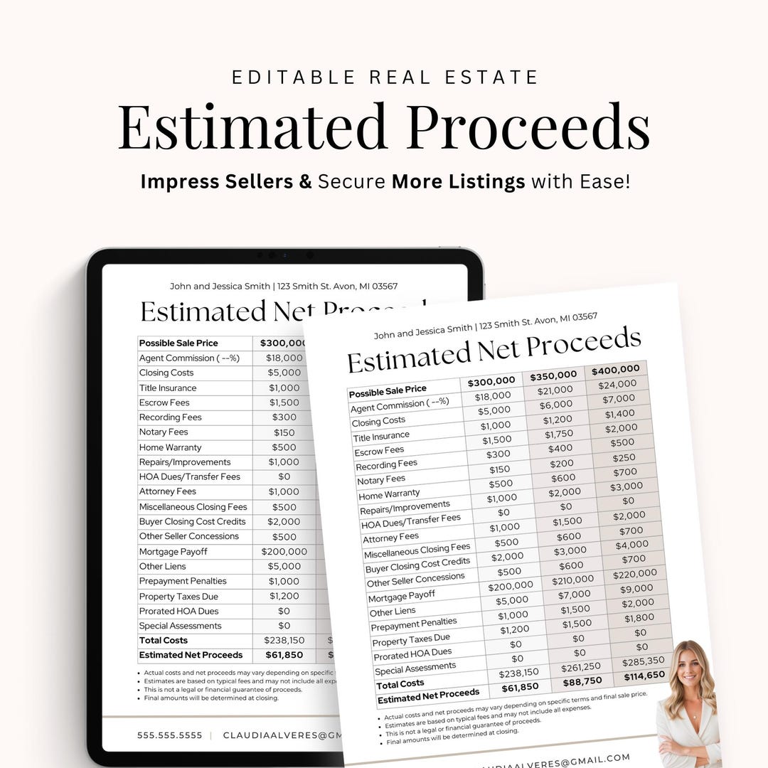 Sellers Net Proceeds Sheet Real Estate Net Sheet Home Seller Net ...