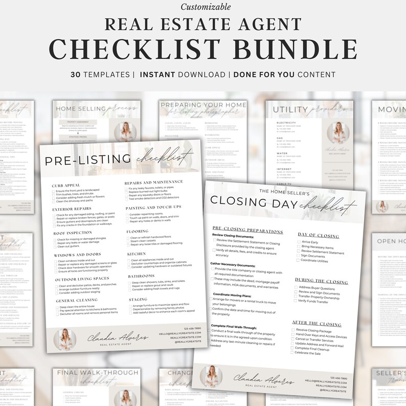 Real Estate Checklist Bundle Canva, Real Estate Checklist Bundle, Real ...