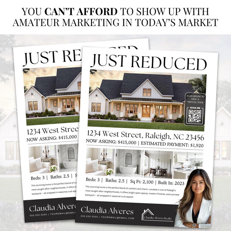 Real Estate Price Drop Flyer Template, Modern Realtor Marketing ...
