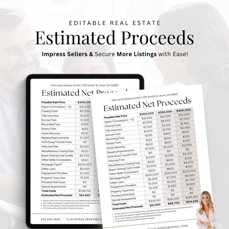 Sellers Net Proceeds Sheet Real Estate Net Sheet Home Seller Net ...