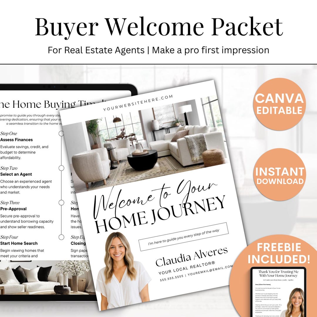 Real Estate Buyer Welcome Packet, Realtor Onboarding (canva Editable ...