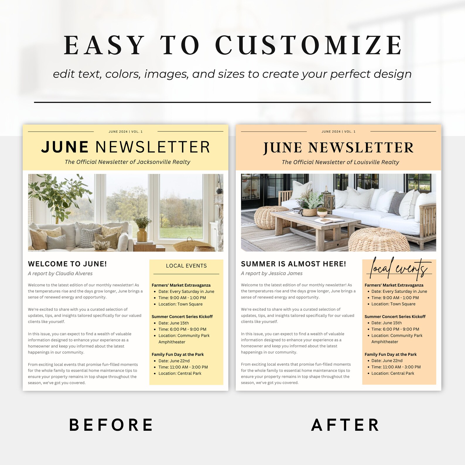 Realtor June Newsletter Templates, Real Estate Newsletter June, Real ...