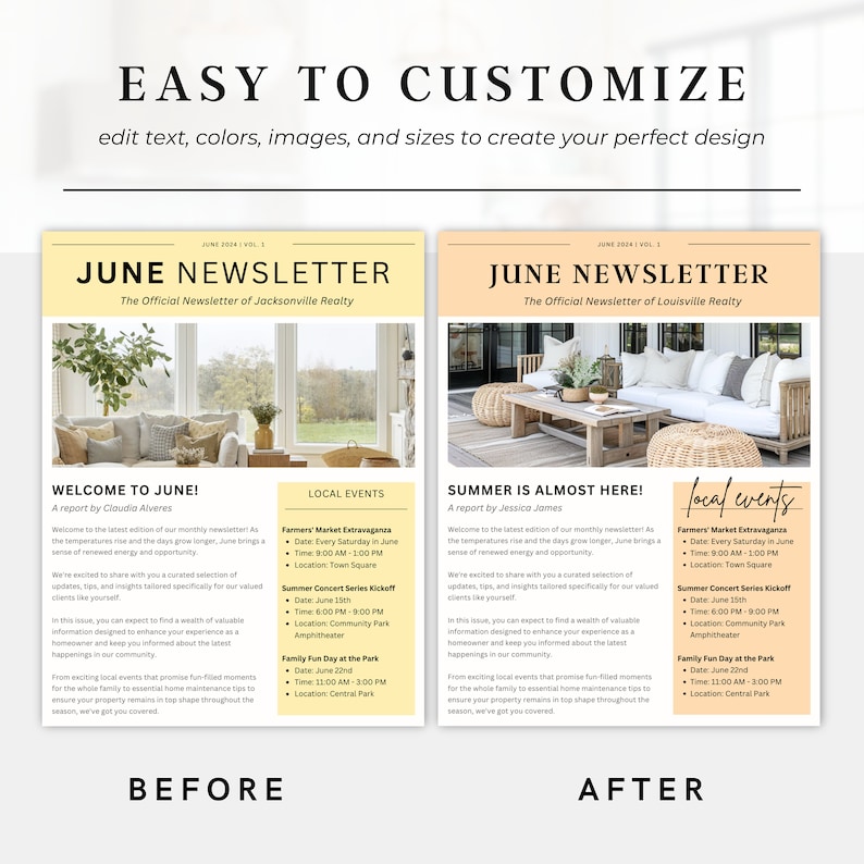 Realtor June Newsletter Templates, Real Estate Newsletter June, Real ...