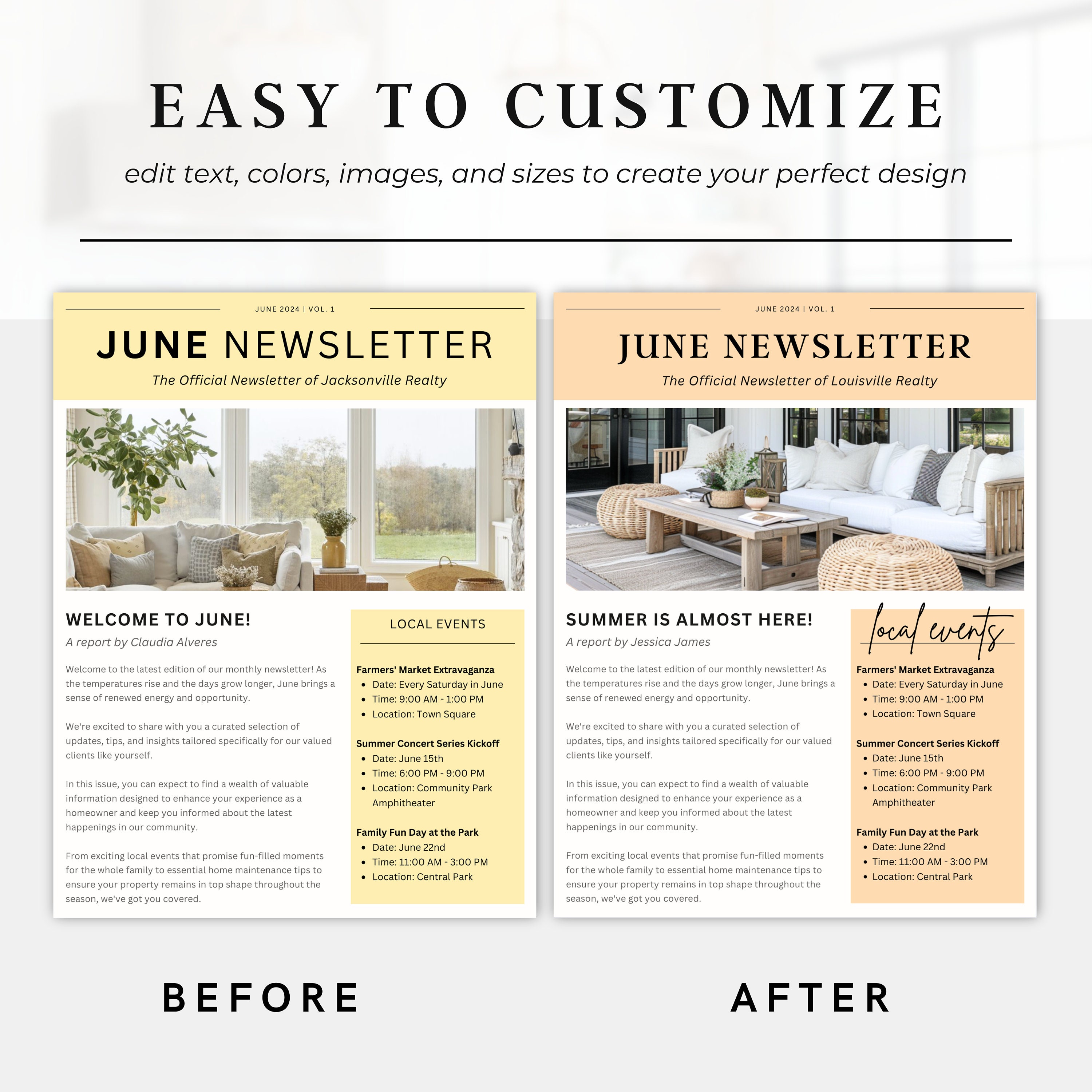 Realtor June Newsletter Templates, Real Estate Newsletter June, Real ...