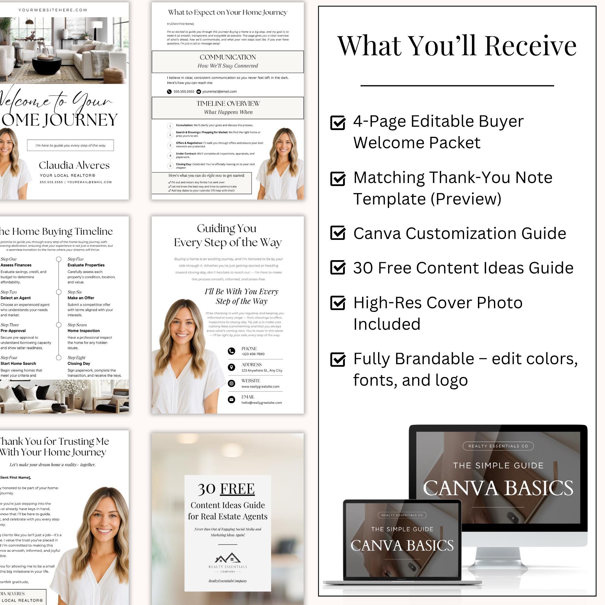 Real Estate Buyer Welcome Packet, Realtor Onboarding (canva Editable ...