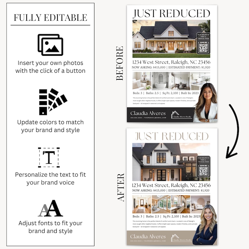 Real Estate Price Drop Flyer Template, Modern Realtor Marketing ...