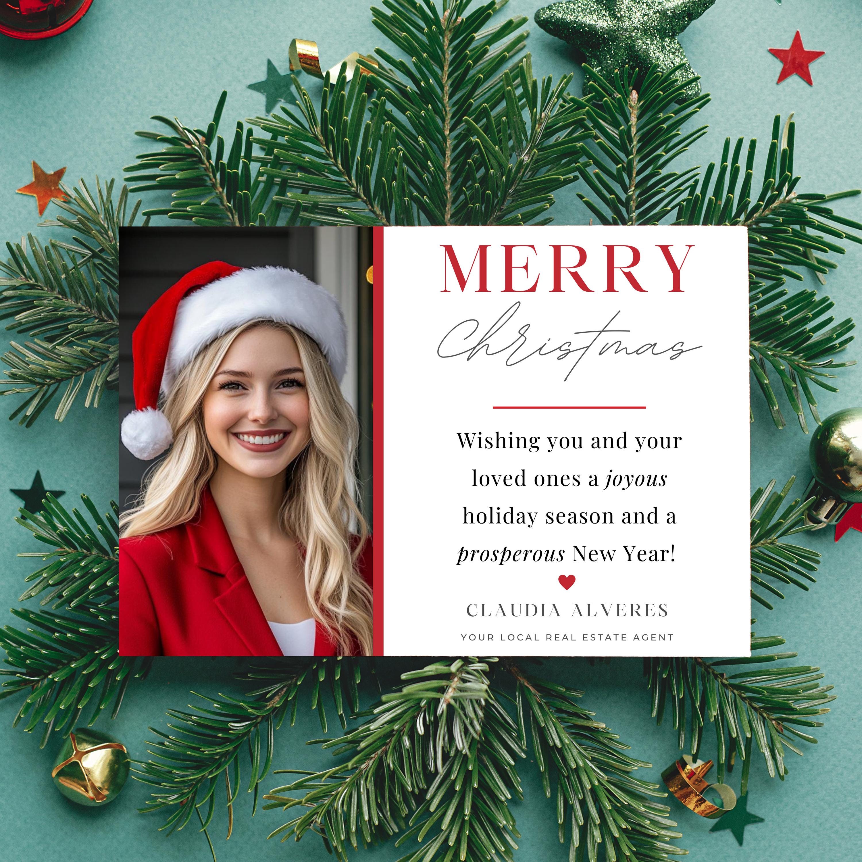 Editable Real Estate Christmas Holiday Postcard Realtor Marketing Canva ...