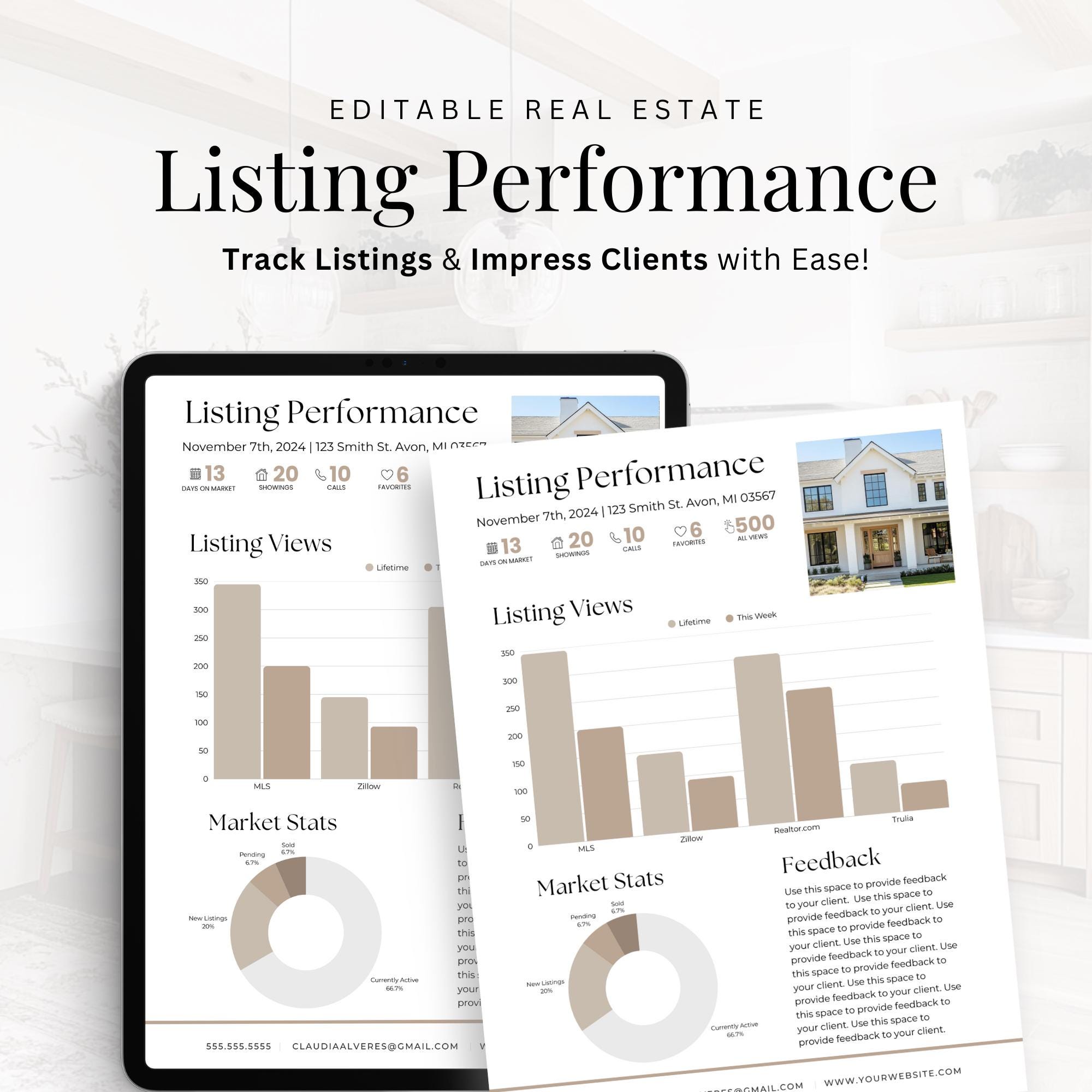 Real Estate Listing Performance Real Estate Listing Report Weekly ...
