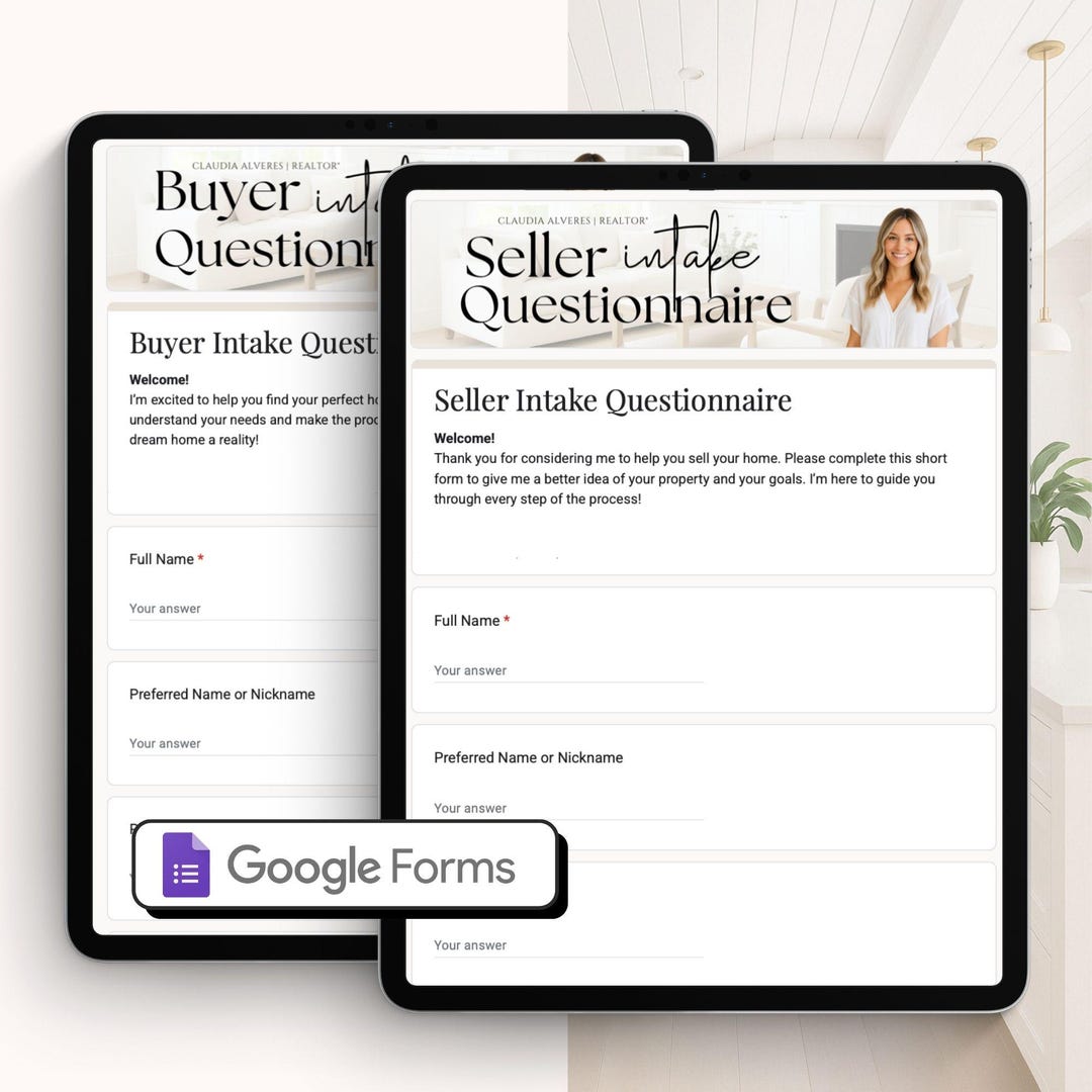 Real Estate Buyer & Seller Questionnaire Google Forms Templates - Etsy