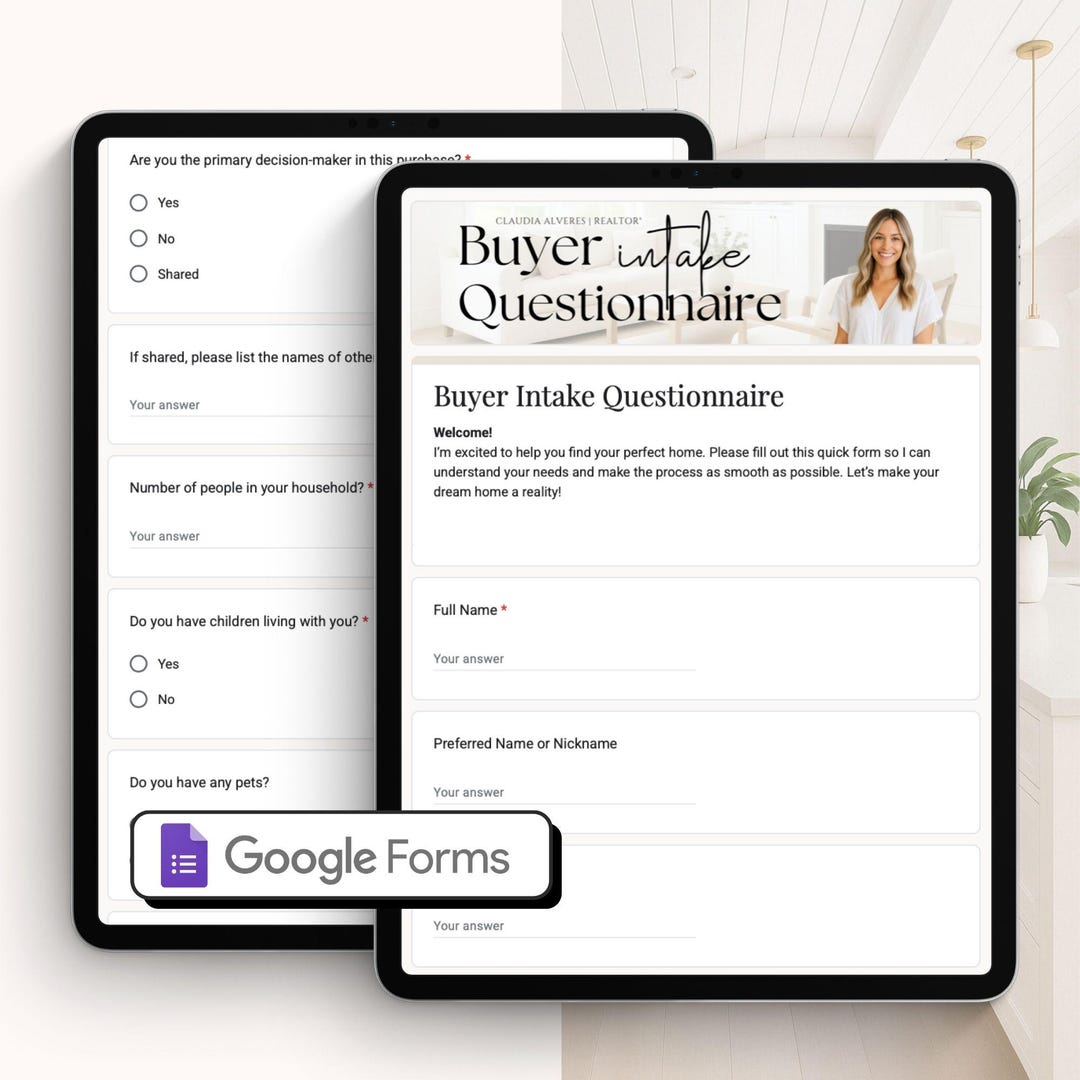 Real Estate Buyer Questionnaire, Client Intake Form (google Forms ...