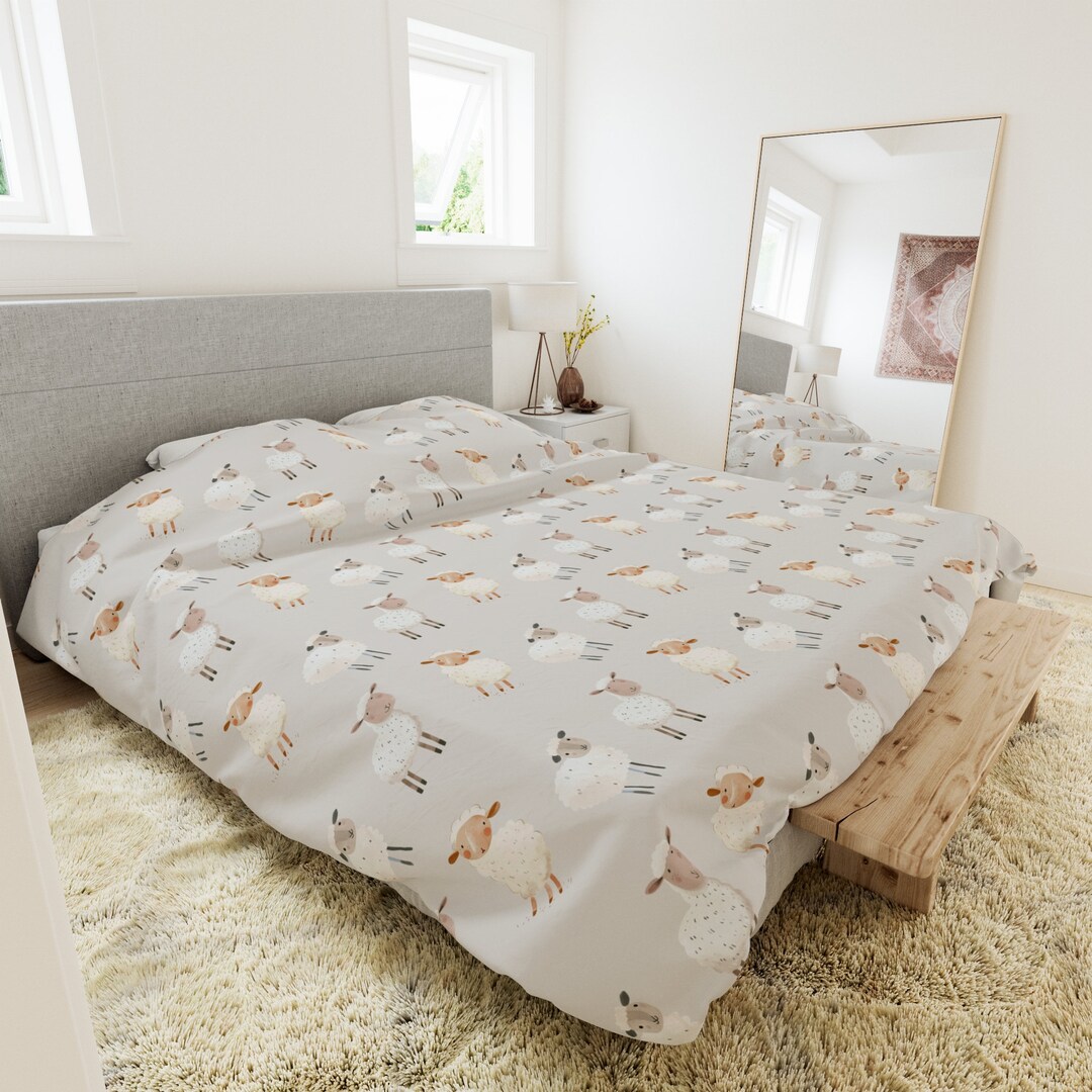 Country Farm Sheep Duvet Cover and Shams,whimsical Sheep Blanket and ...