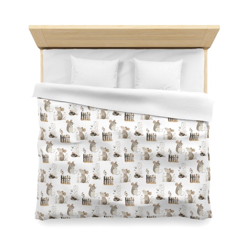 Cute Country Mice Print Duvet Cover and Sham, Bedroom Decor Accessory ...