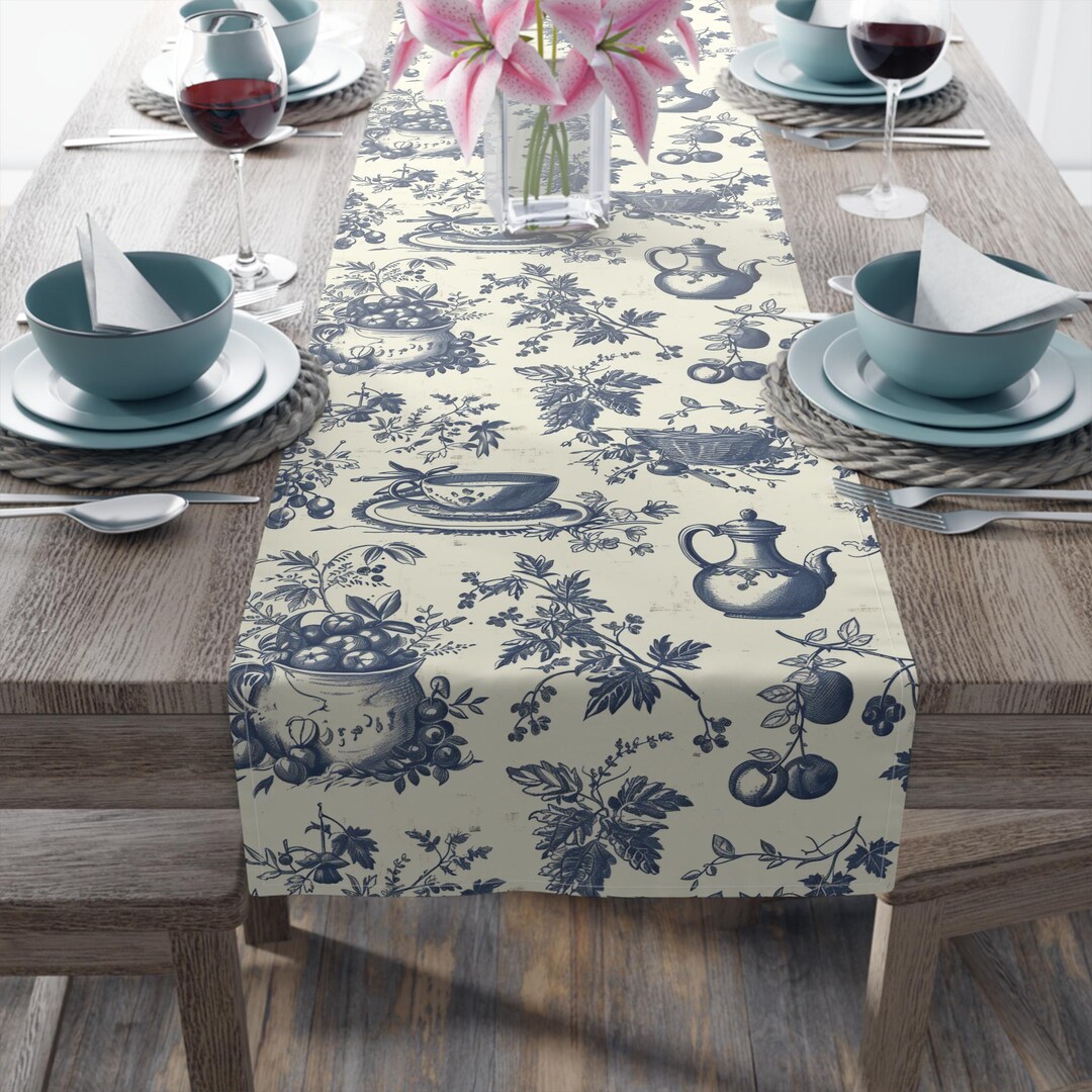 French Toile De Jouy Table Runner, Elegant Dining Decor, Classic French ...