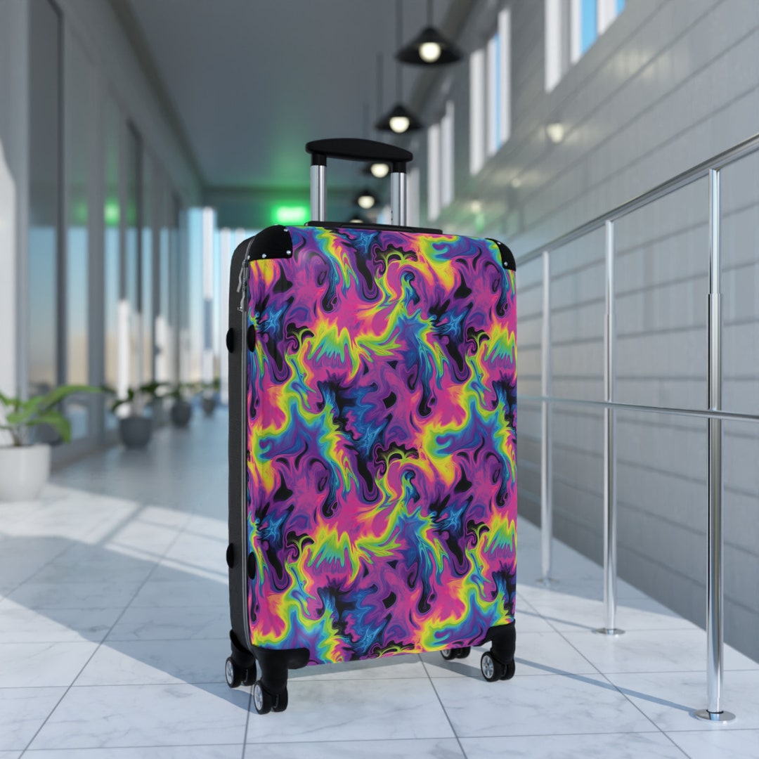 Neon Tie Dye Psychedelic Family Matching Suitcase Set, Boho Hippy ...