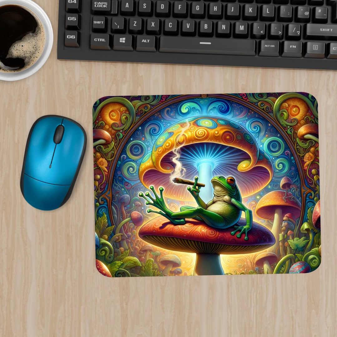 Stoner Frog Sitting on a Mushroom Smoking a Blunt Rectangular or Round ...
