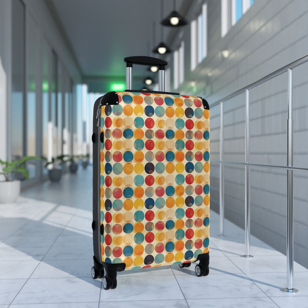 Retro 70s Polka Dot Matching Travel Suitcases, MCM Style Luggage Sets ...