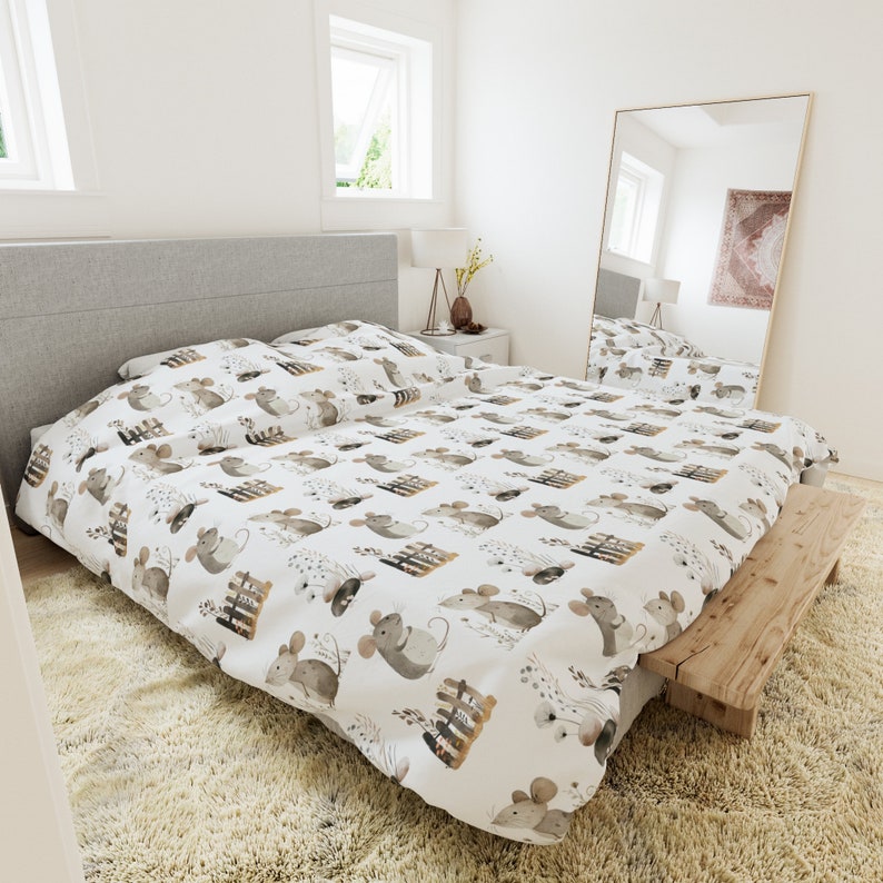 Cute Country Mice Print Duvet Cover and Sham, Bedroom Decor Accessory ...